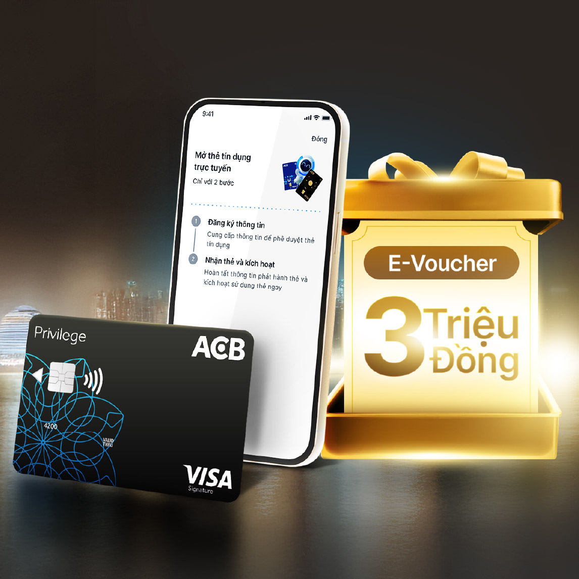 Mở thẻ tín dụng ACB PRIVILEGE VISA SIGNATURE trên ACB ONE- nhận E ...